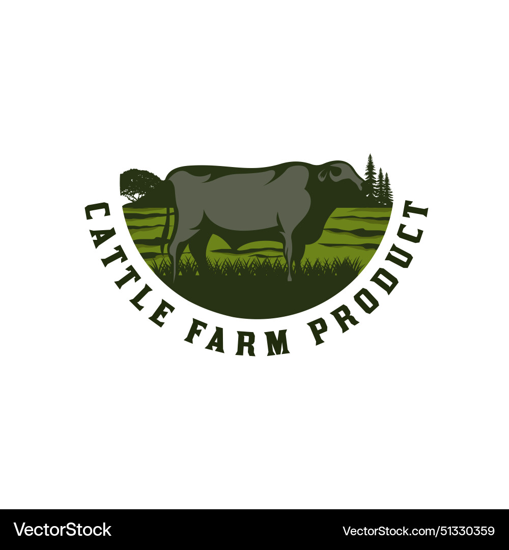 Vintage cattle farm logo template Royalty Free Vector Image