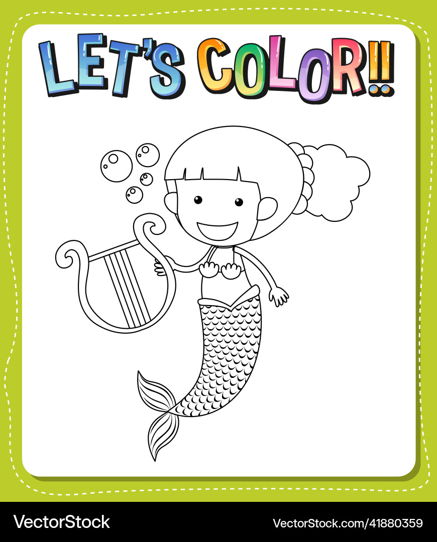 Worksheets template with lets color text Vector Image