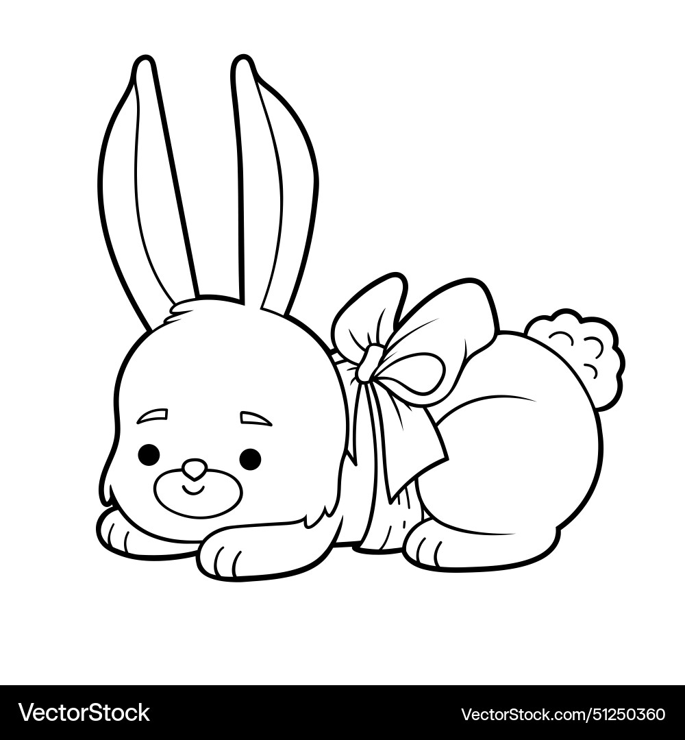 Coloring book for kids rabbit and bow Royalty Free Vector