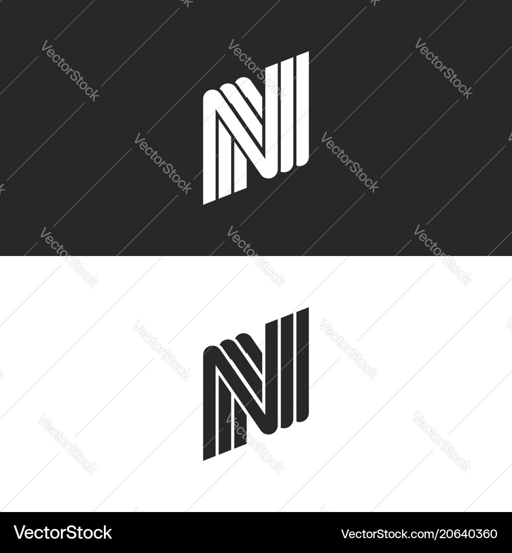 Creative monogram letter n logo black and white Vector Image
