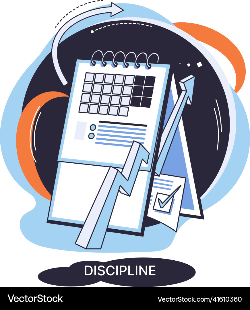 Discipline concept icon time management working Vector Image