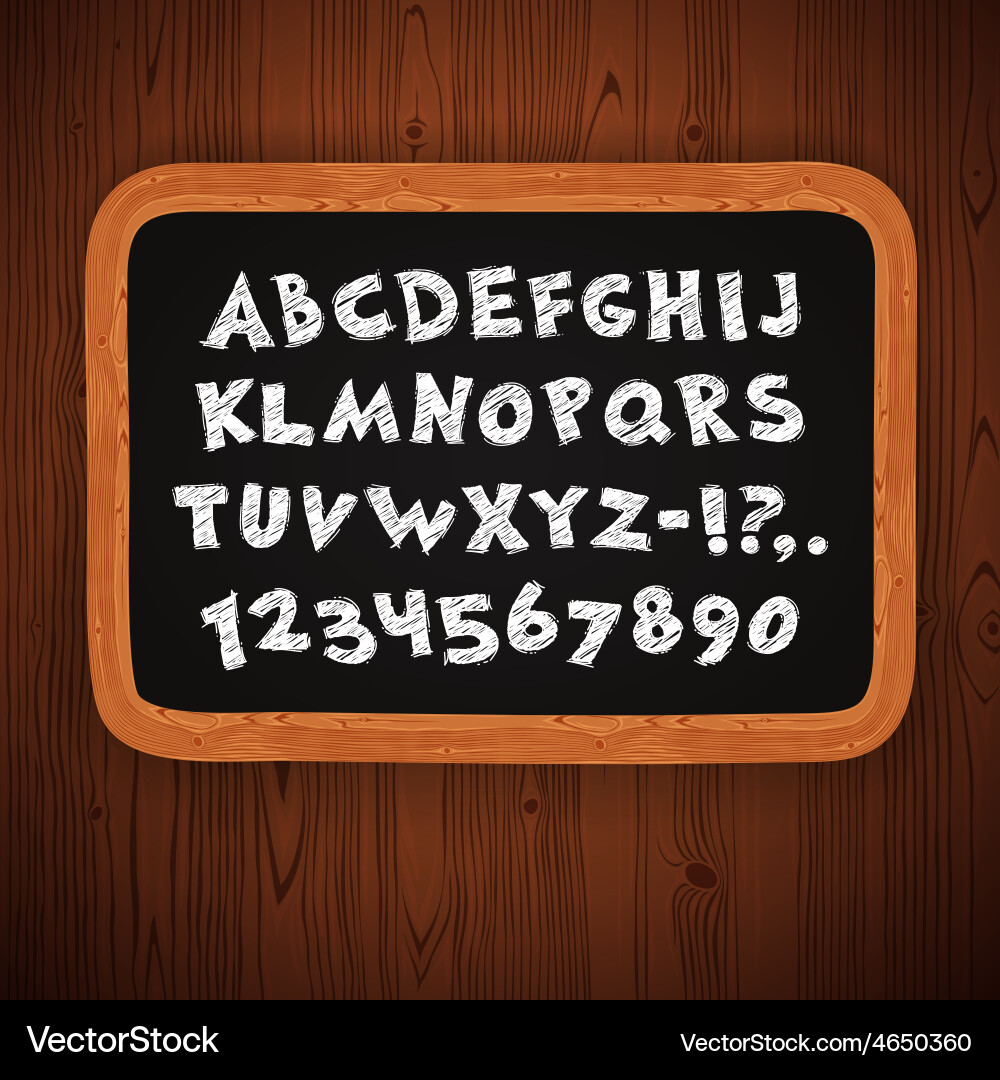 Hand drawn chalked letters and numbers Royalty Free Vector
