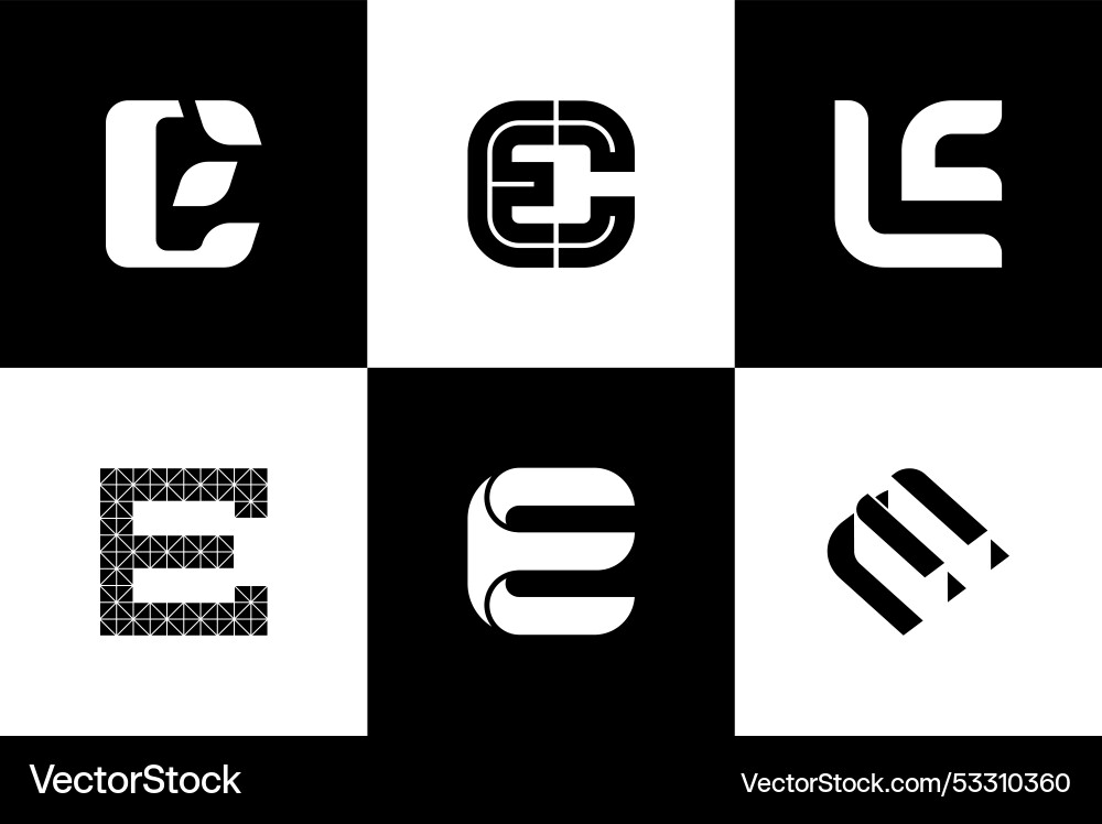 Letter e fonts and logo design Royalty Free Vector Image