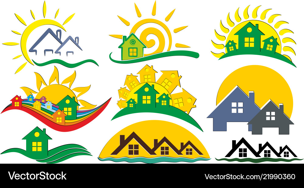 Logos country houses Royalty Free Vector Image