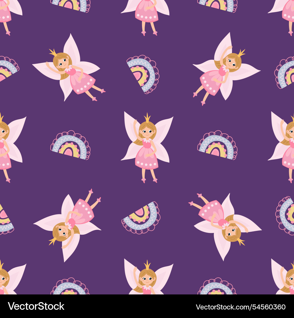 Magical seamless pattern with fairies Royalty Free Vector