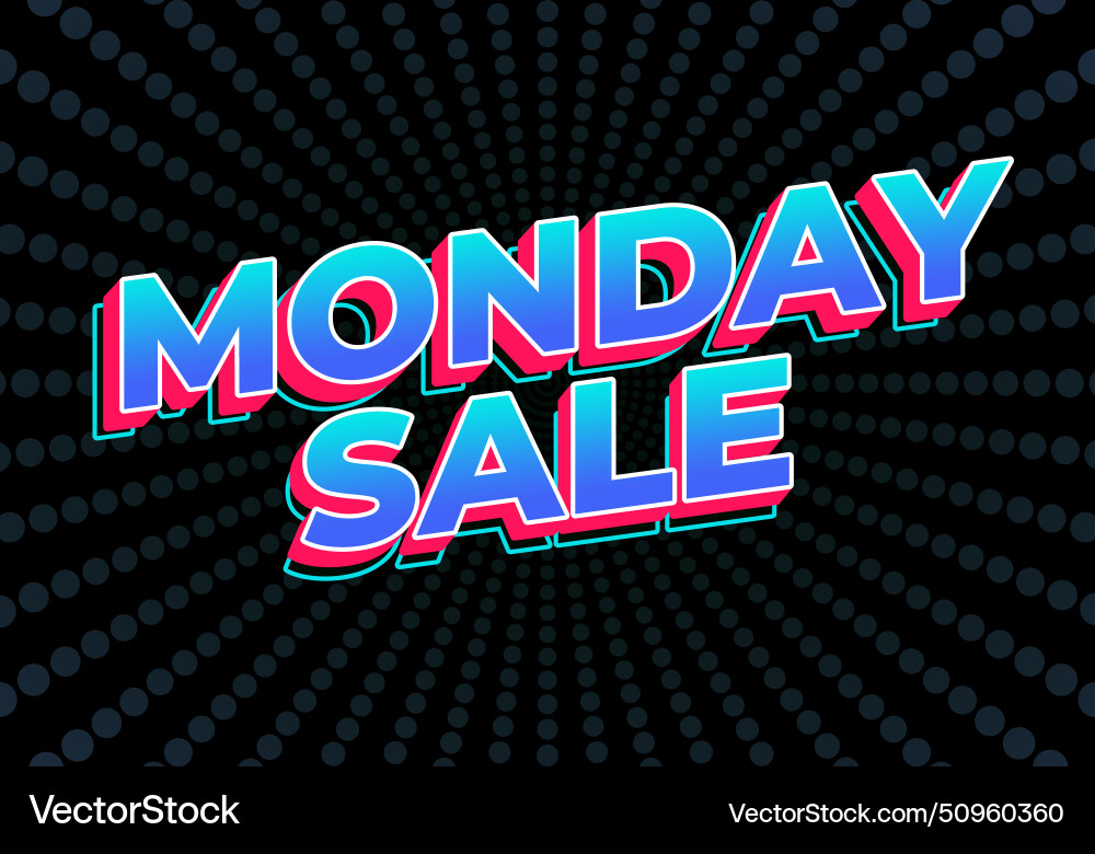 Monday sale text effect in 3d style with eye Vector Image