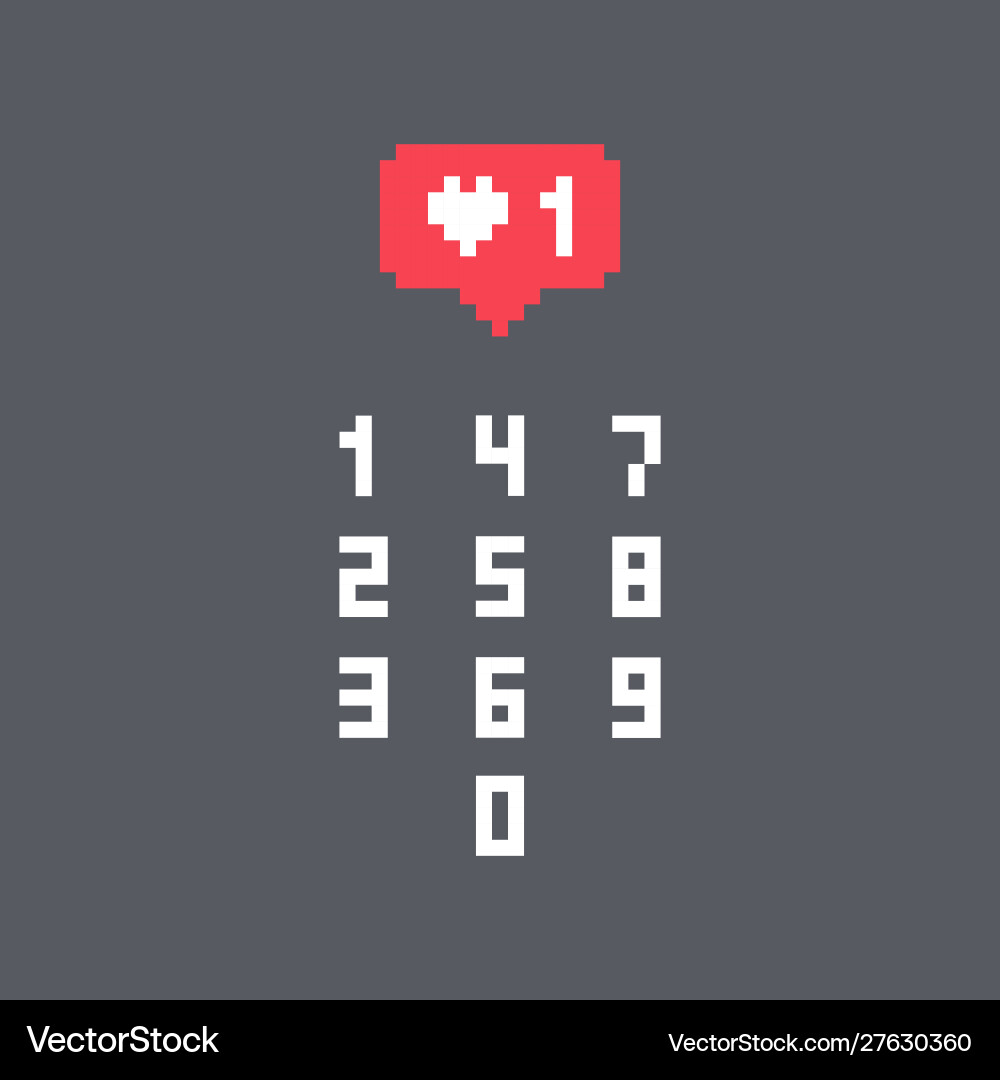 Pixel art 8 bit like social speech bubble numbers Vector Image