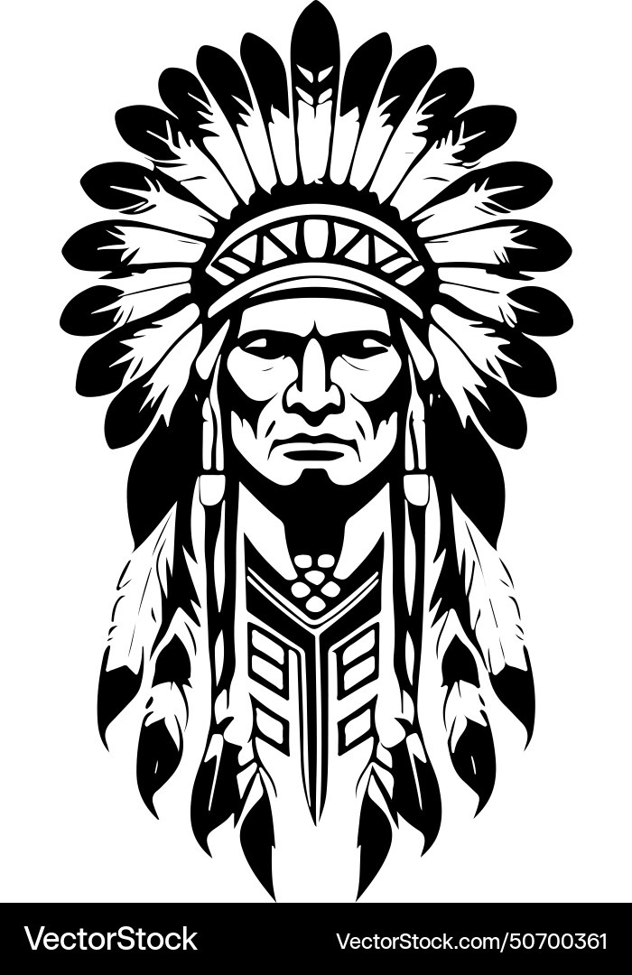 A great iconic native american chief in black Vector Image