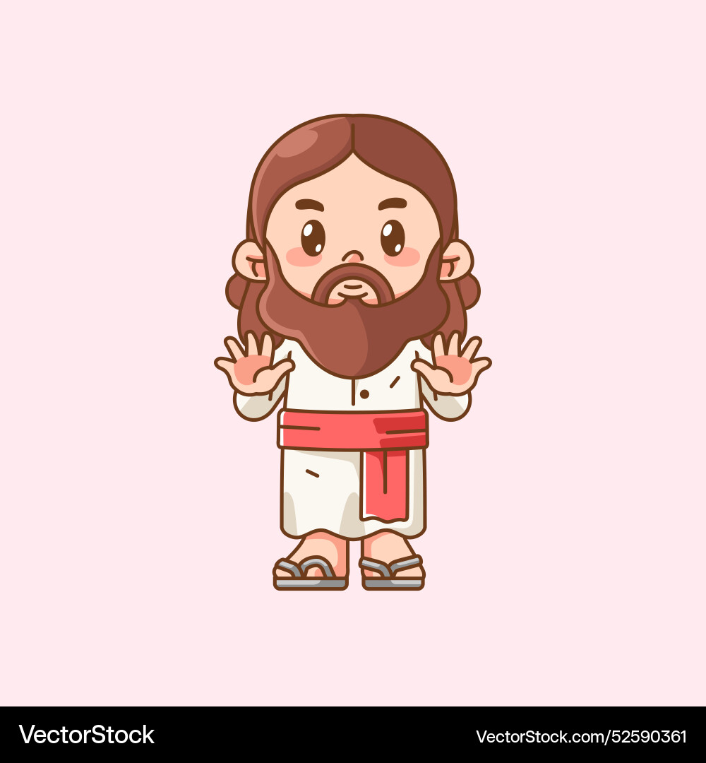 Cute jesus christ god wave hand kawaii chibi Vector Image