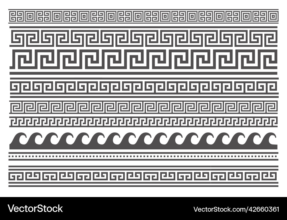 Greek style seamless frames geometric border set Vector Image