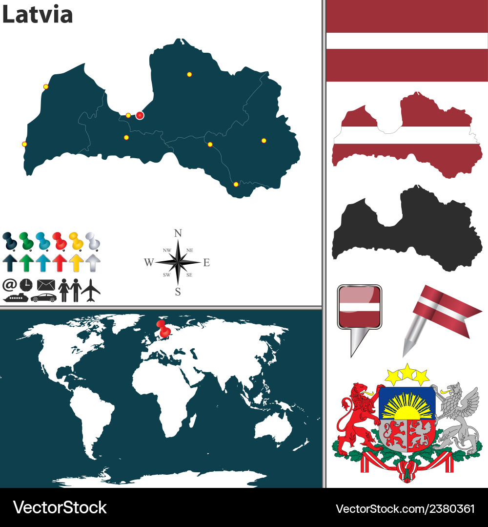 Latvia map Royalty Free Vector Image - VectorStock