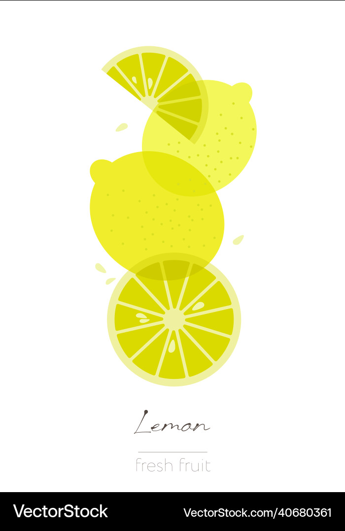 Lemon fruit flat transparent Royalty Free Vector Image