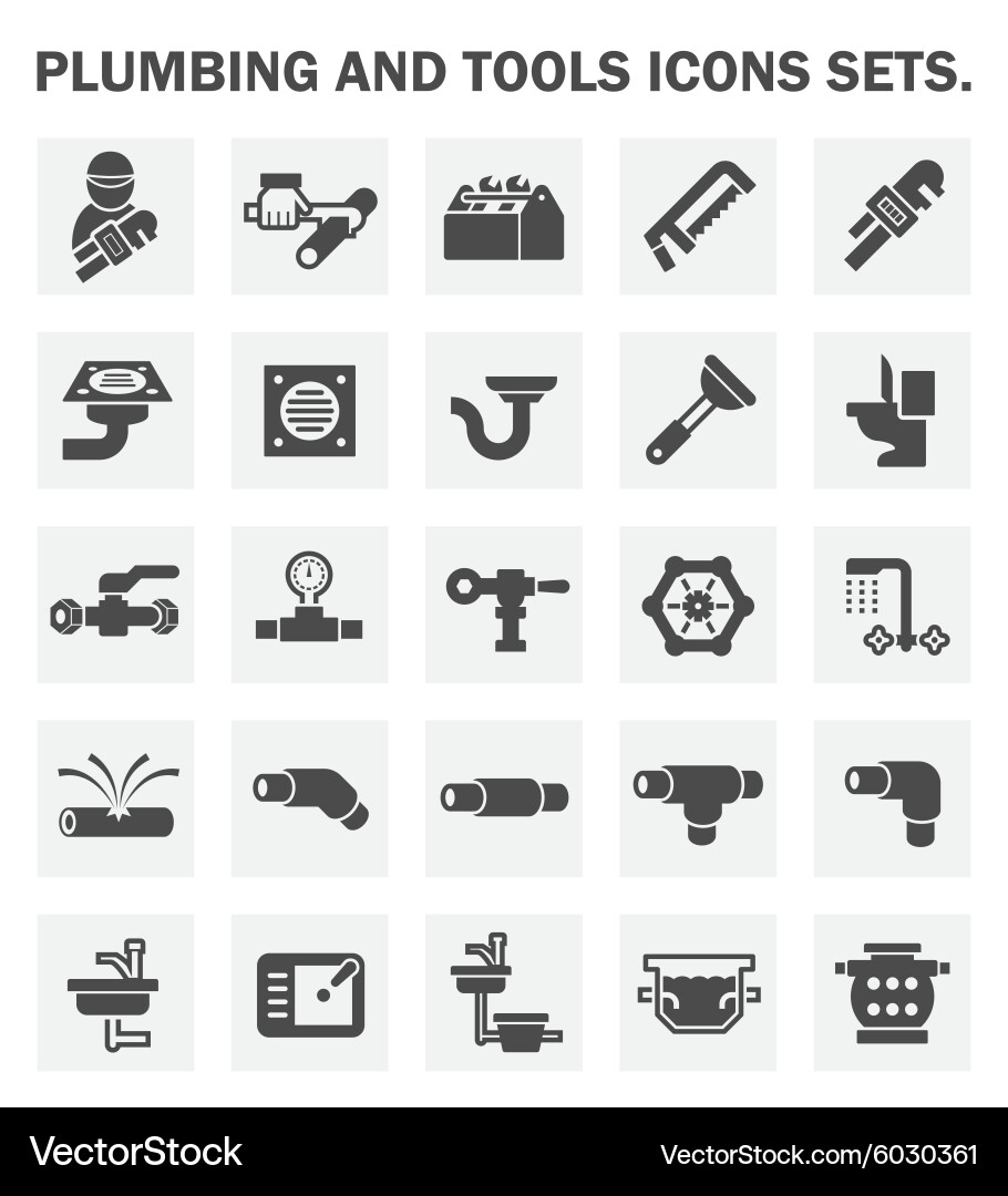 Plumbing Icons Set Royalty Free Vector Image - VectorStock