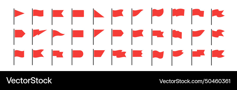 Red flag icon set start and finish symbols map Vector Image