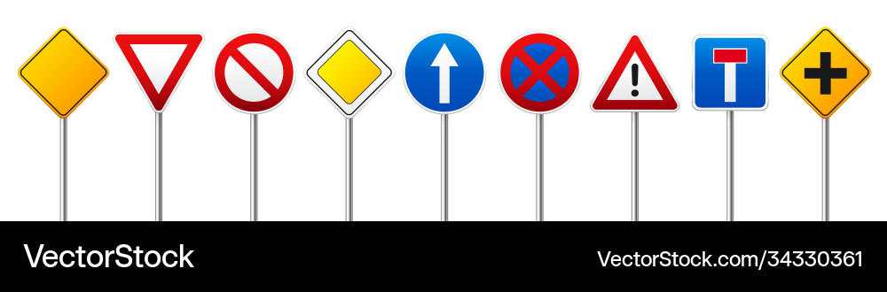 Road highway regulatory signs set traffic control Vector Image