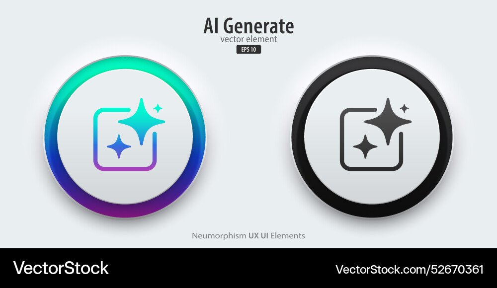 Set of generative ai buttons active and inactive Vector Image