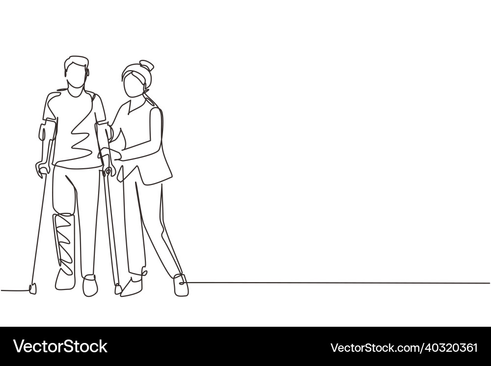 Single one line drawing rehabilitation center Vector Image