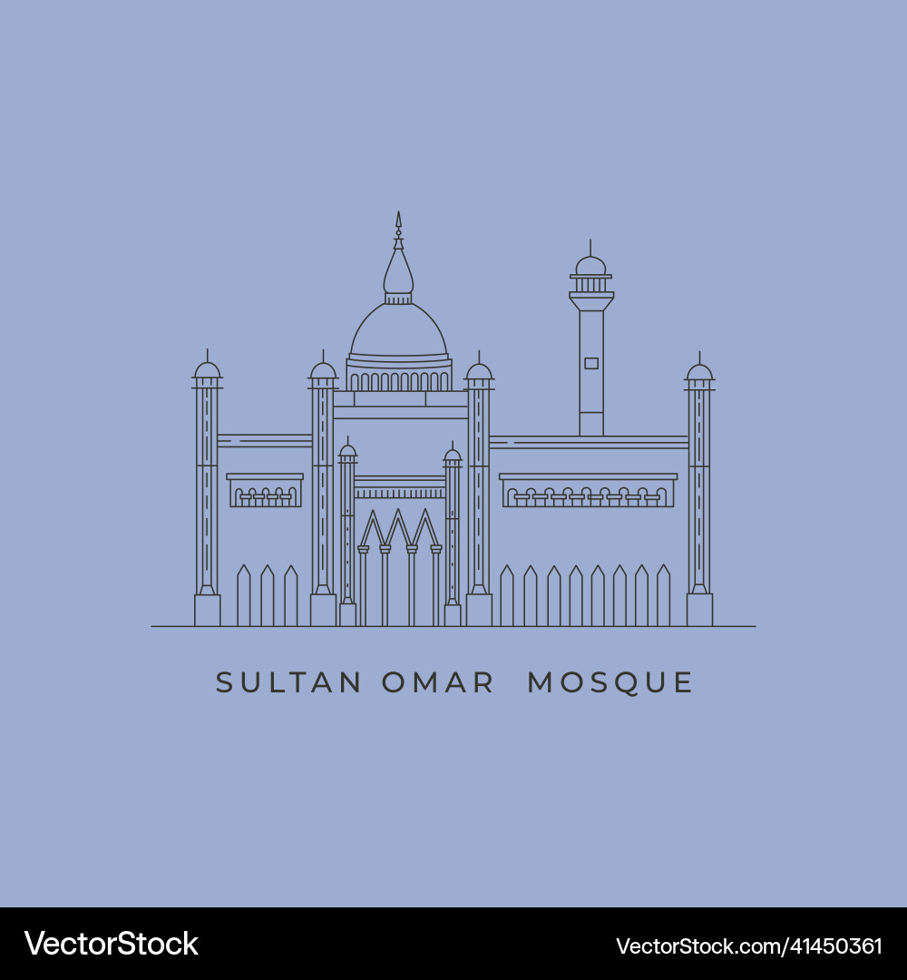 Sultan omar mosque line art logo symbol Royalty Free Vector