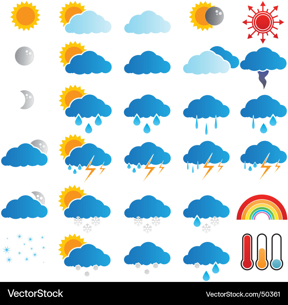 Weather broadcast icons Royalty Free Vector Image