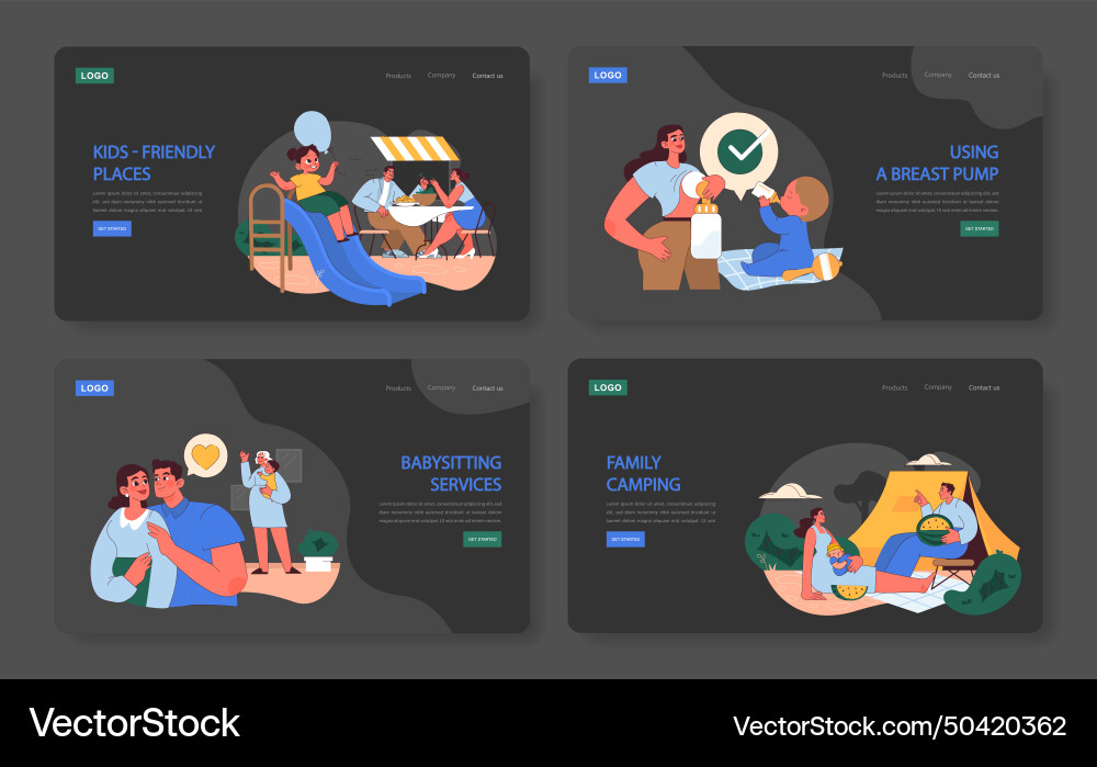 Active post-pregnancy lifestyle set Royalty Free Vector