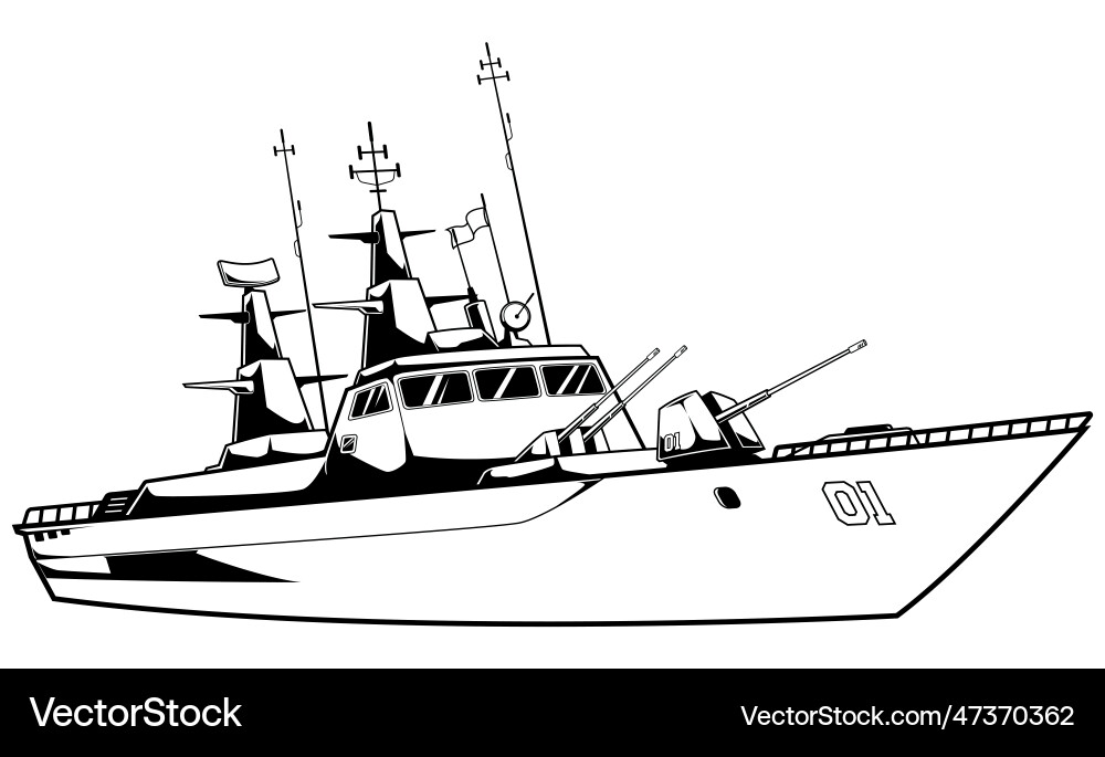 Battleship line art Royalty Free Vector Image - VectorStock