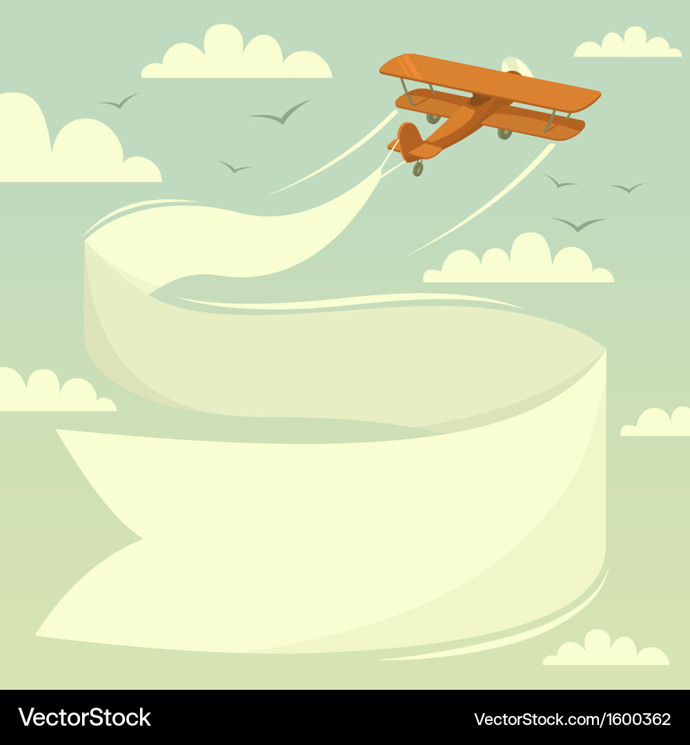 Biplane with banner Royalty Free Vector Image - VectorStock