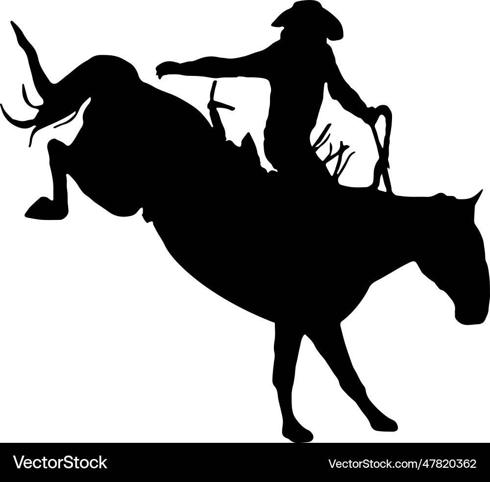 Bronc riding cowboy at rodeo Royalty Free Vector Image
