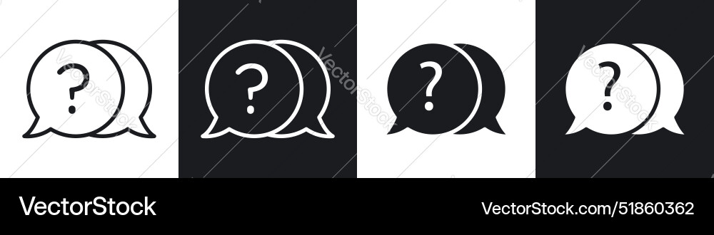 Comment question liner and solid icon set Vector Image