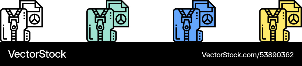 Compressed file icon outline green blue and Vector Image