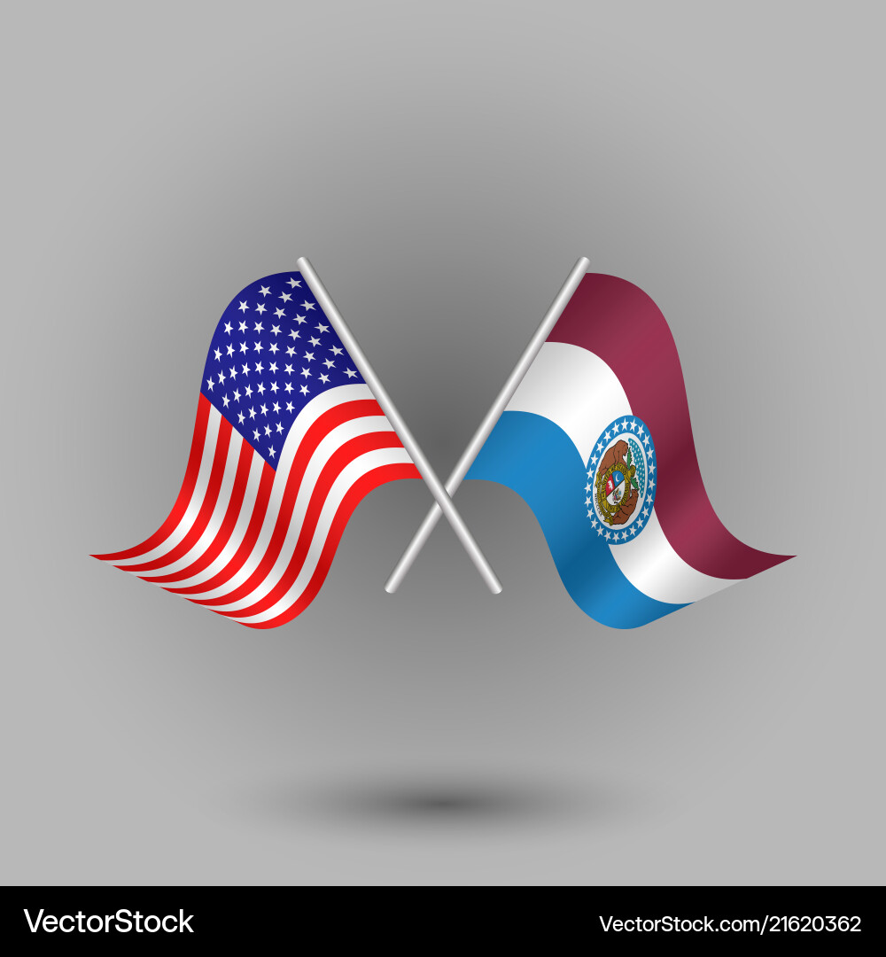 Crossed American and Missouri Flags Royalty Free Vector