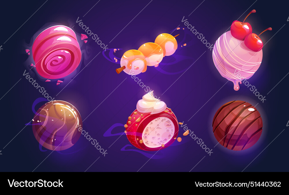 Fantasy game and fairy tale alien candy planets Vector Image