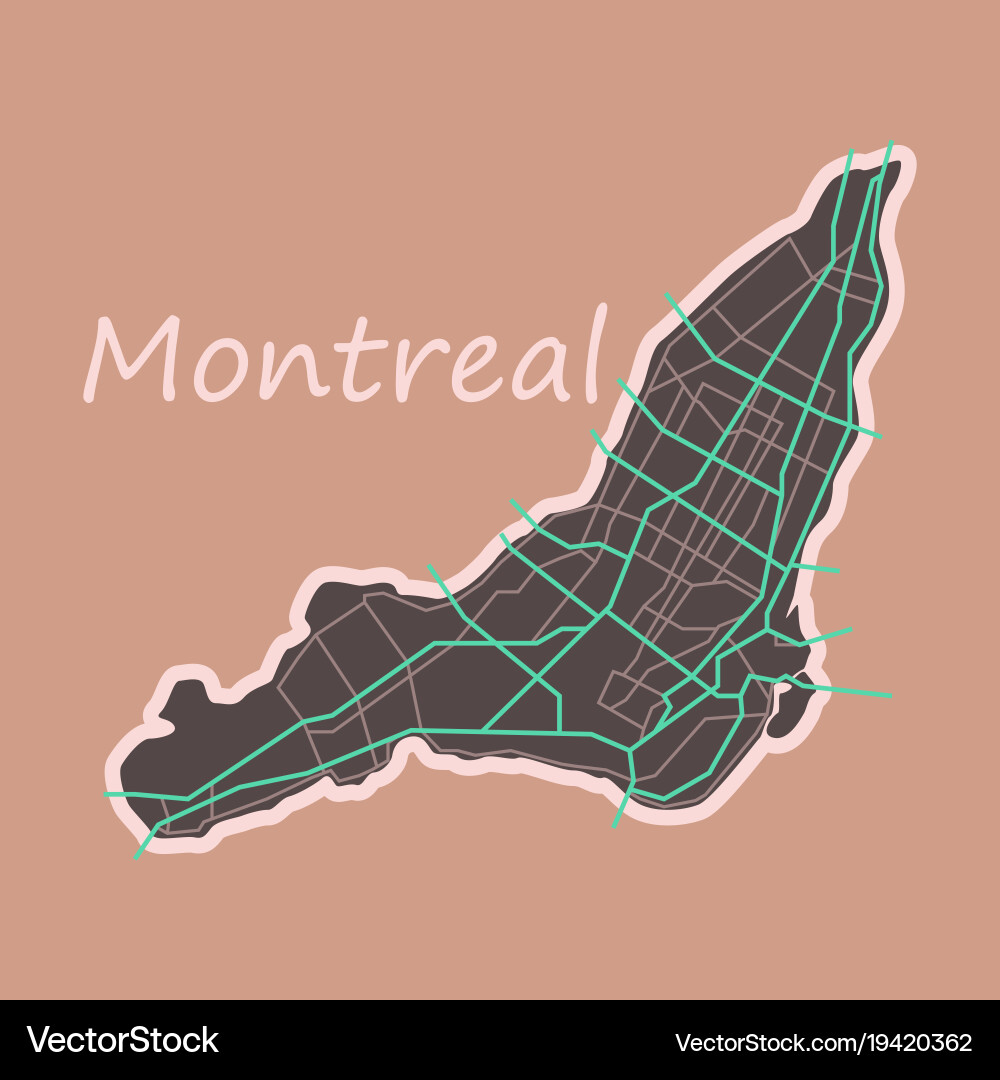 Flat map montreal is a city canada Royalty Free Vector Image