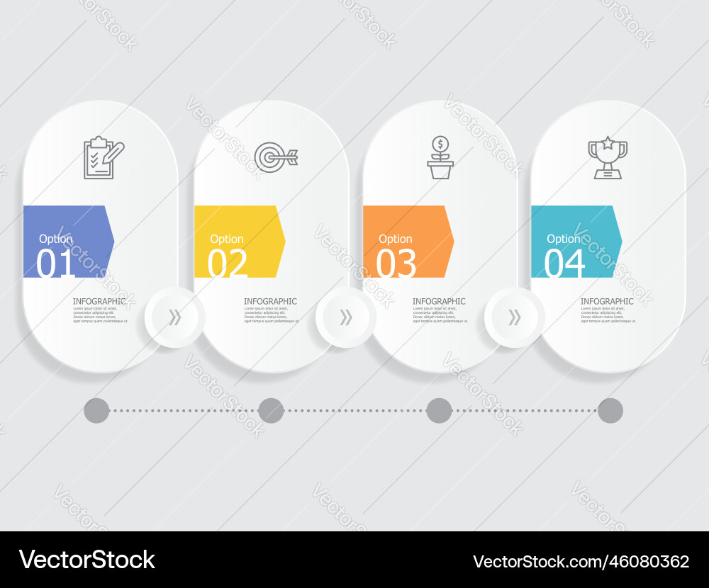 Horizontal steps timeline infographic element Vector Image
