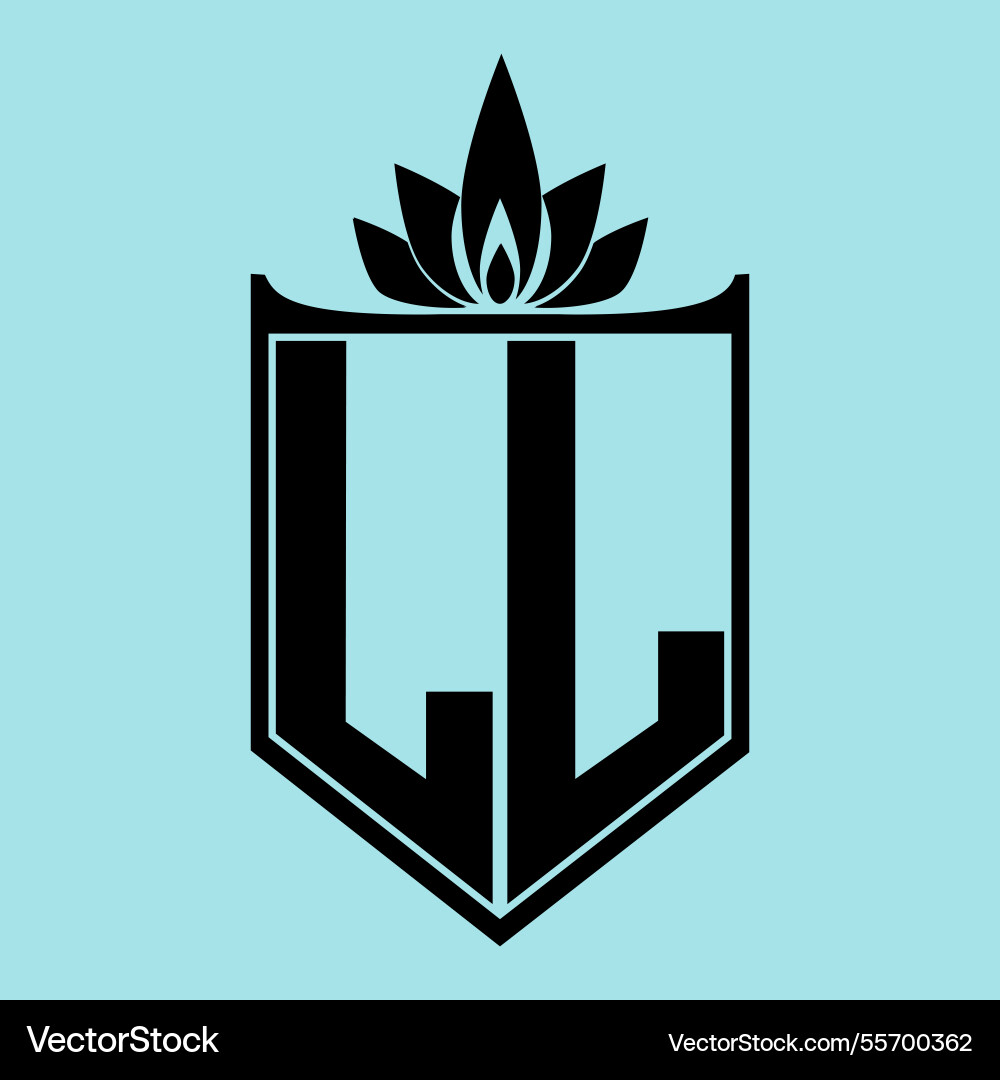 Ll logo with elegant crown symbol and shield Vector Image