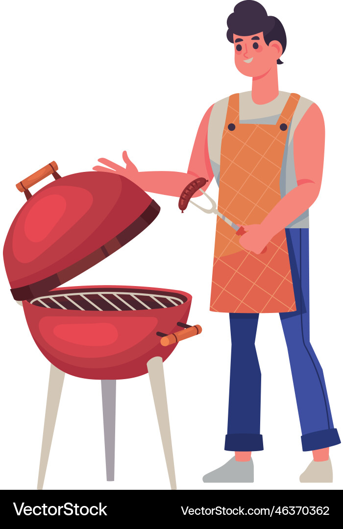 Man with bbq grill Royalty Free Vector Image - VectorStock
