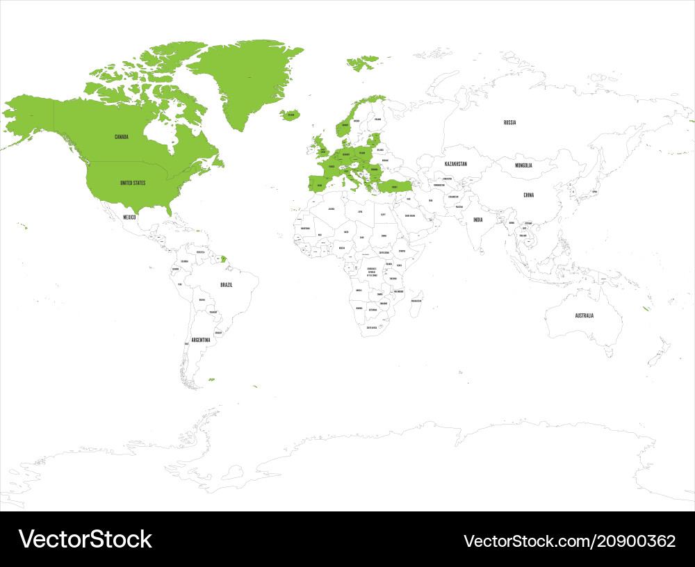 NATO Member States Map Royalty Free Vector Image