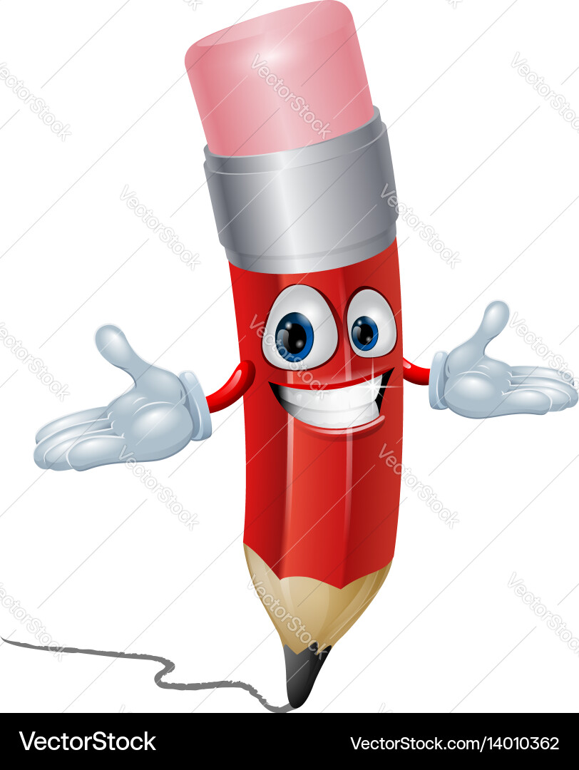 Pencil cartoon character Royalty Free Vector Image