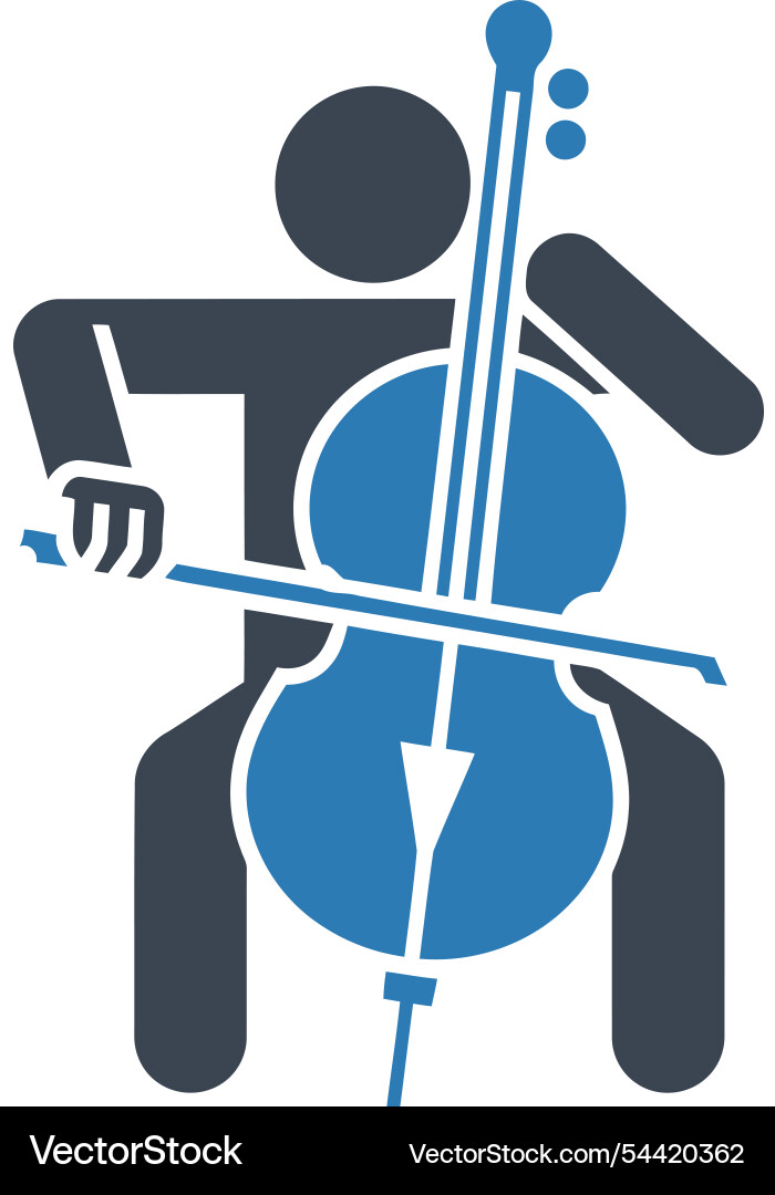 Playing cello seated figure icon Royalty Free Vector Image