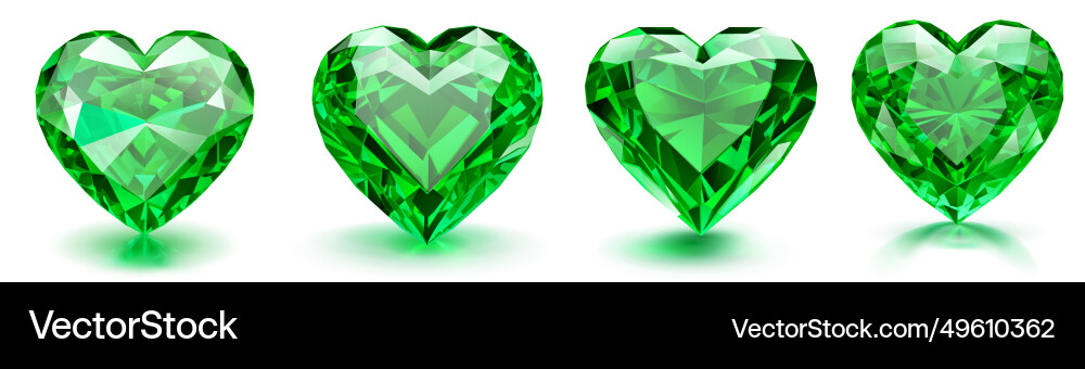 Set of crystal hearts Royalty Free Vector Image