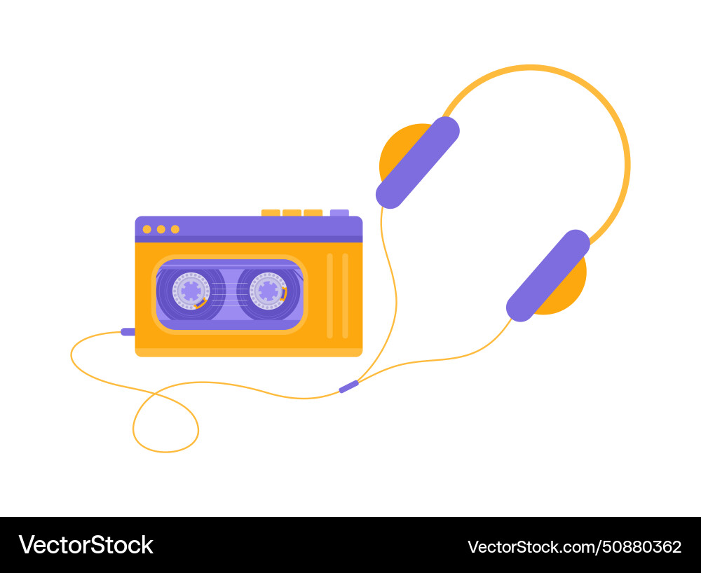 Yellow and purple retro audio player Royalty Free Vector