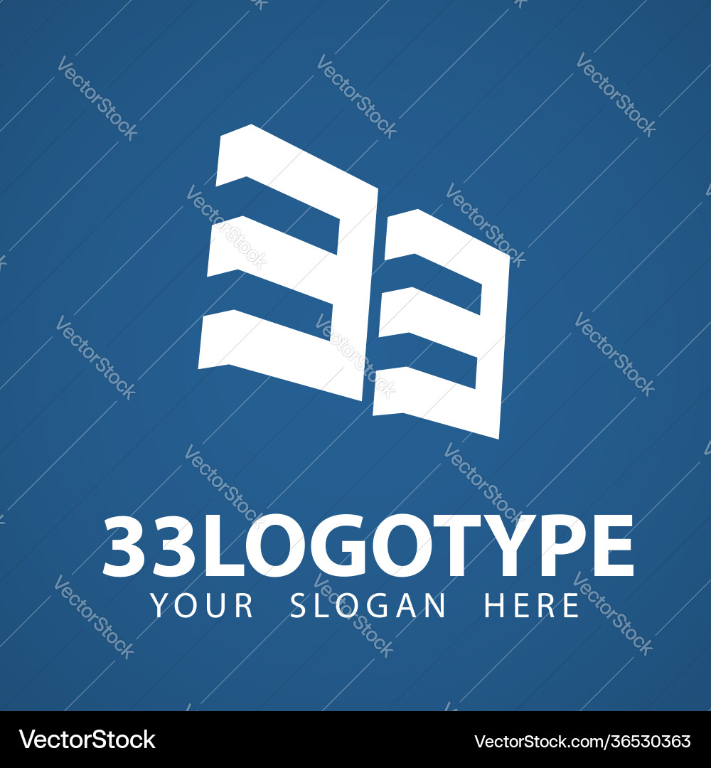 33 3 number logo design creative minimal modern Vector Image