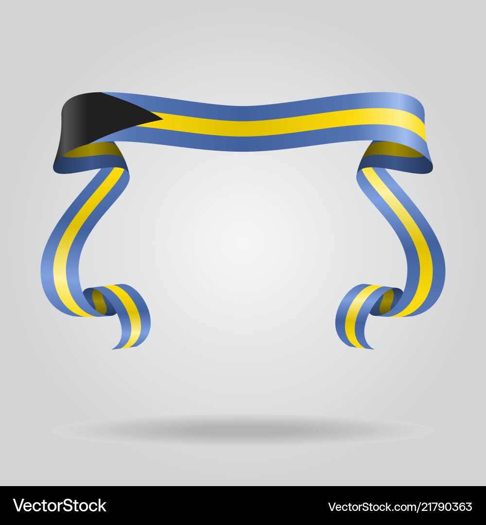 Bahamas flag wavy ribbon background Royalty Free Vector
