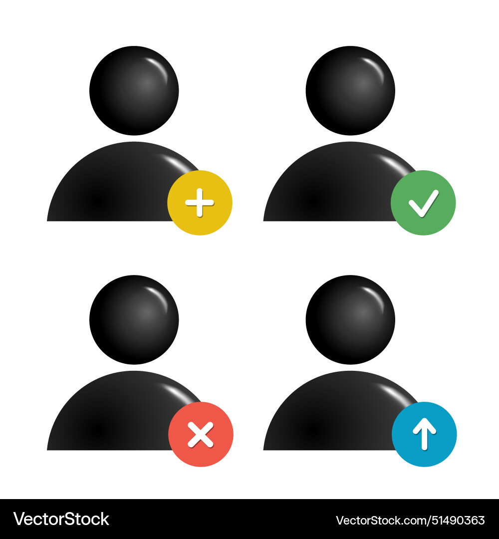 Black human user icon set with different Vector Image