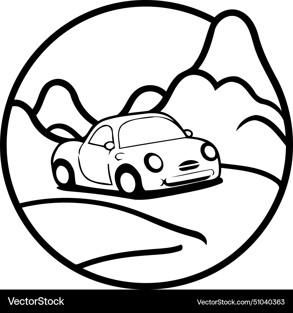 Car on the water in a flat style white Royalty Free Vector