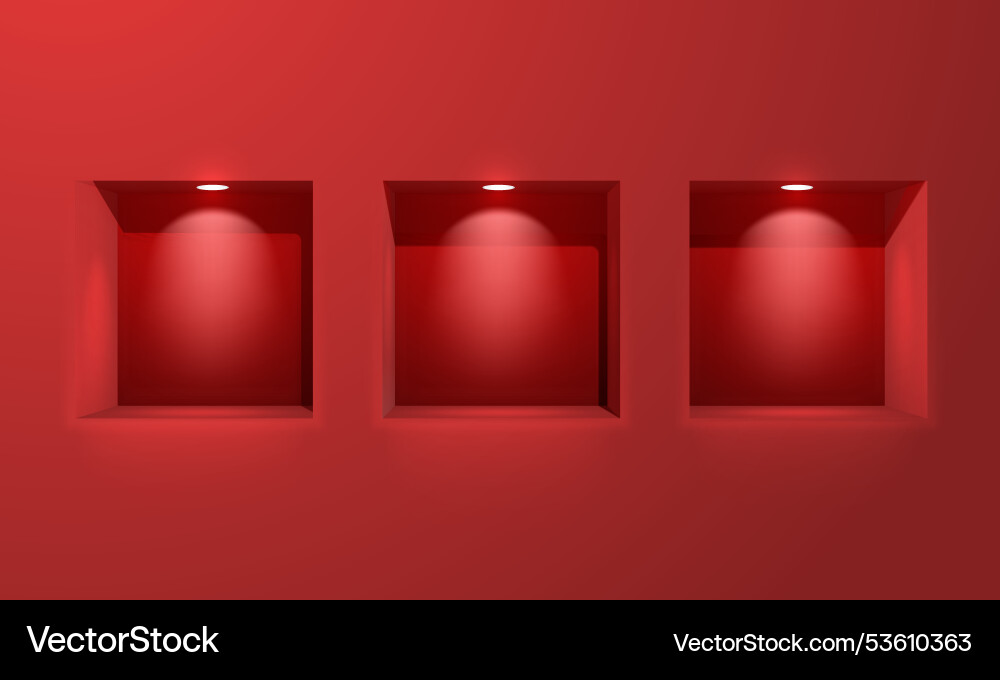 Collection of arched niches with lighting Vector Image