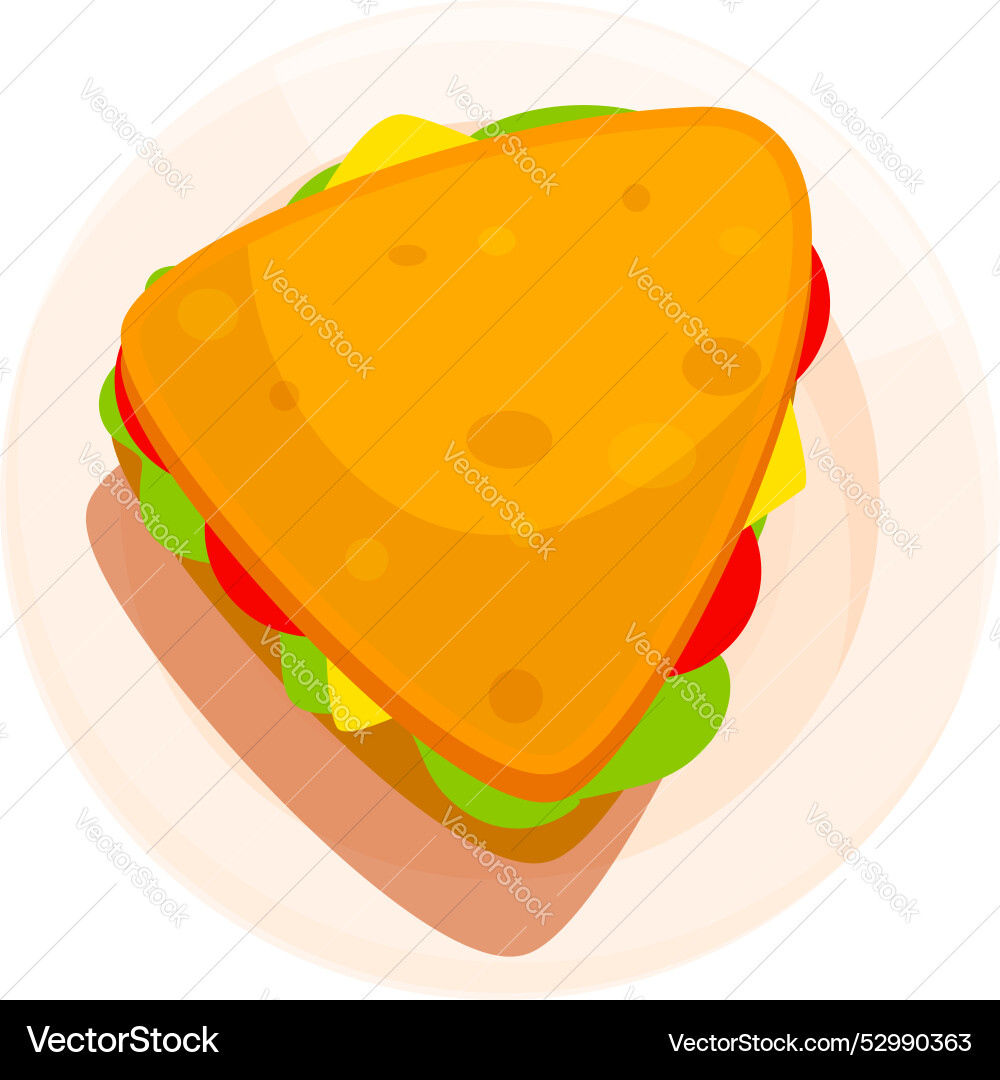 Delicious toasted triangular sandwich served Vector Image
