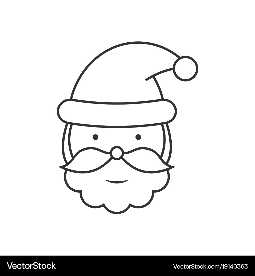 Santa claus head line icon Royalty Free Vector Image