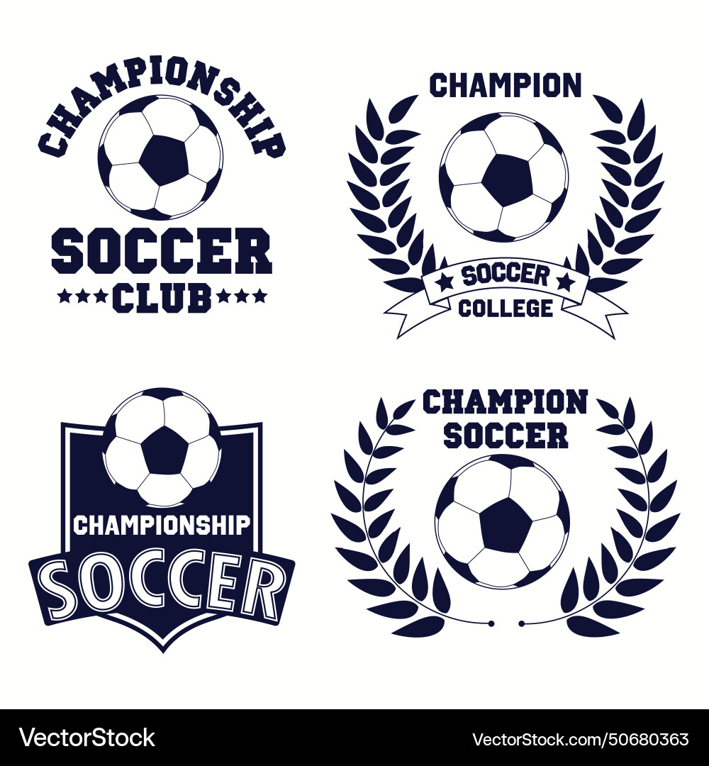 Set of logos emblems on the theme soccer Vector Image
