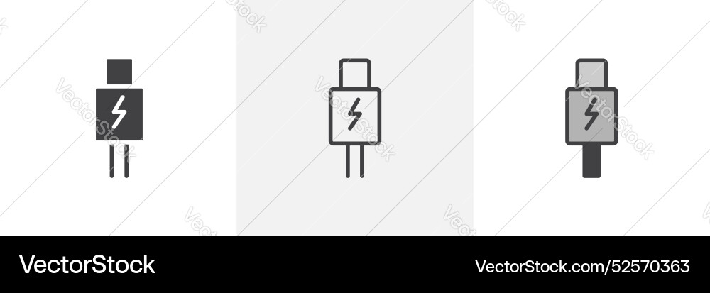Usb type c icon set on white background Royalty Free Vector