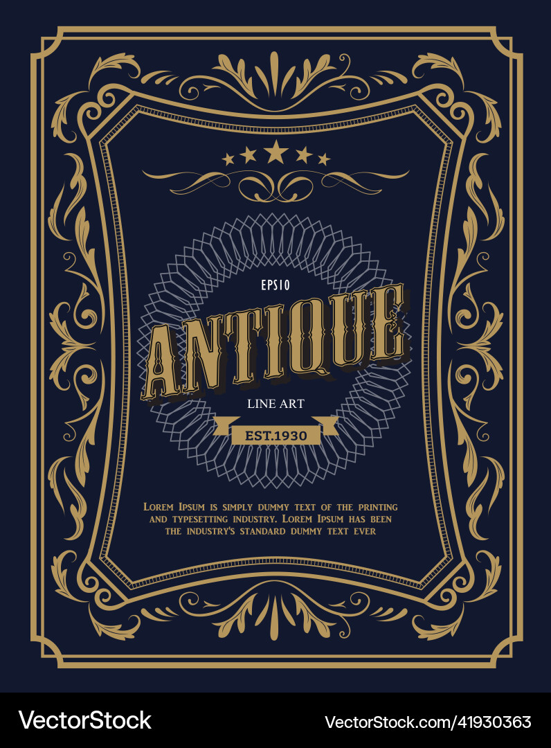Vintage frame border antique label retro Vector Image